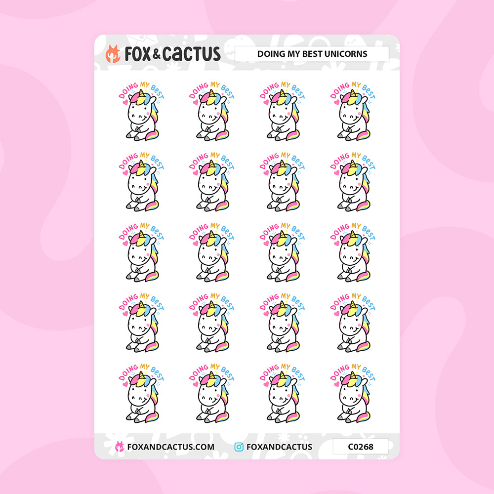 Doing My Best Unicorn Stickers – Fox and Cactus