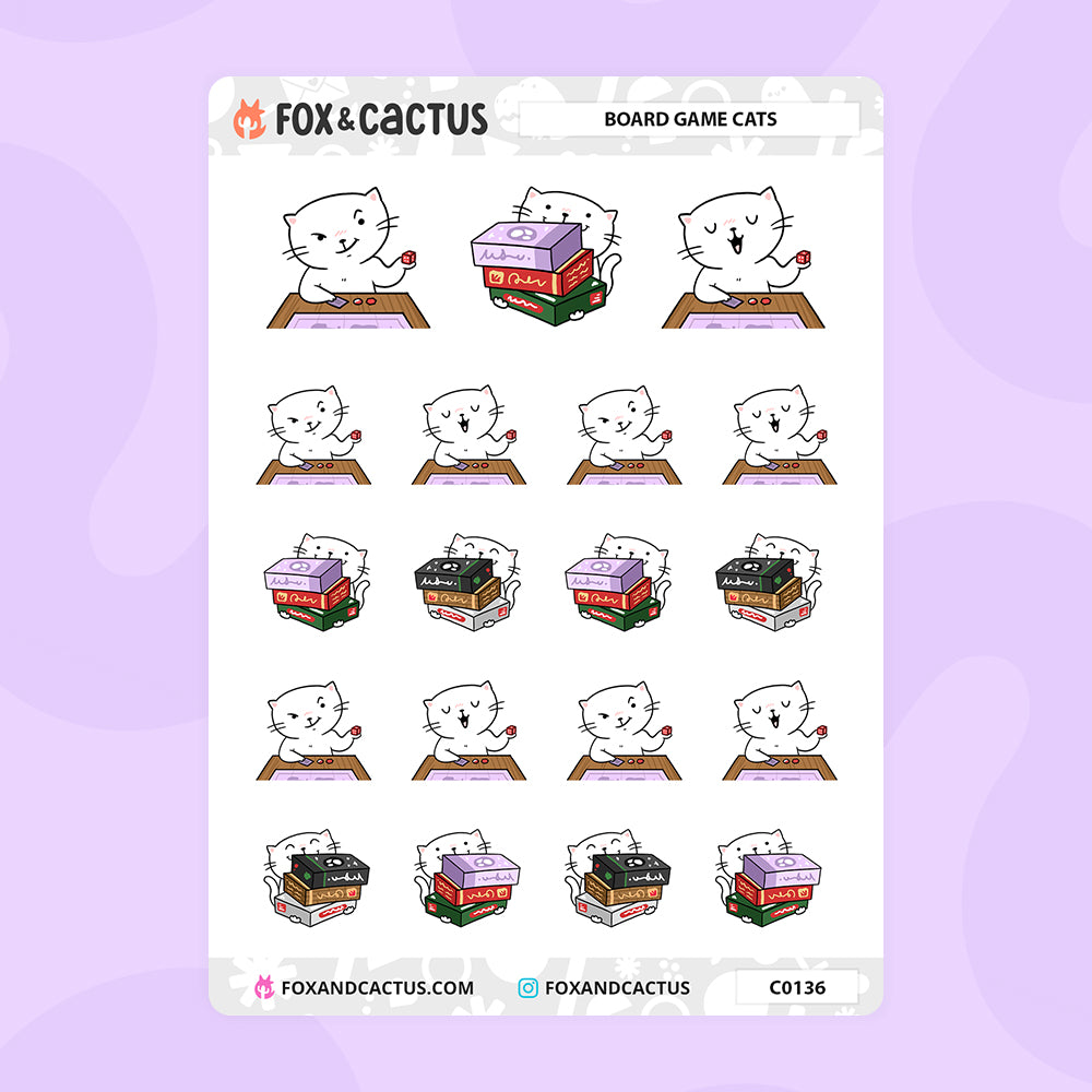 Board Game Cat Stickers – Fox and Cactus