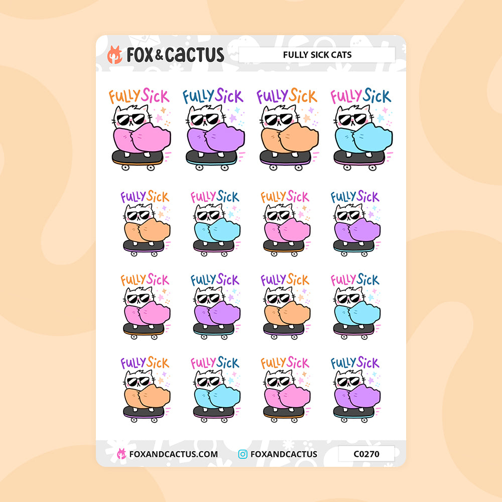 Fully Sick Cat Stickers – Fox and Cactus