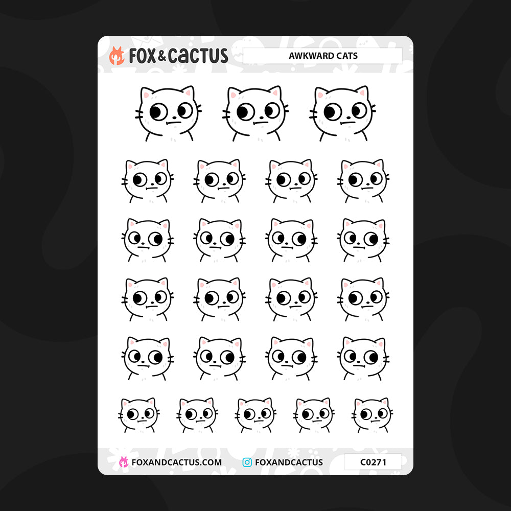 Awkward Cat Stickers – Fox and Cactus