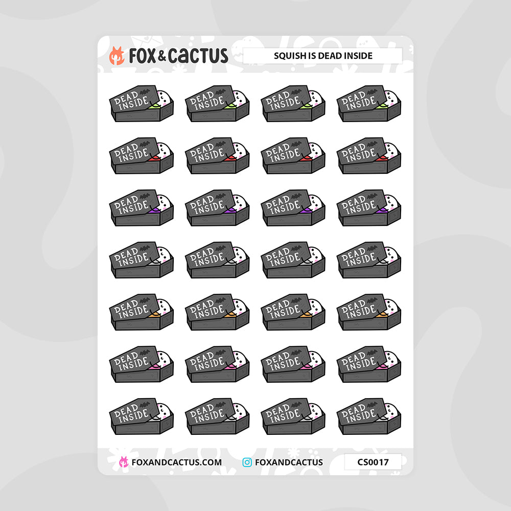 Dead Inside Squish Stickers – Fox and Cactus