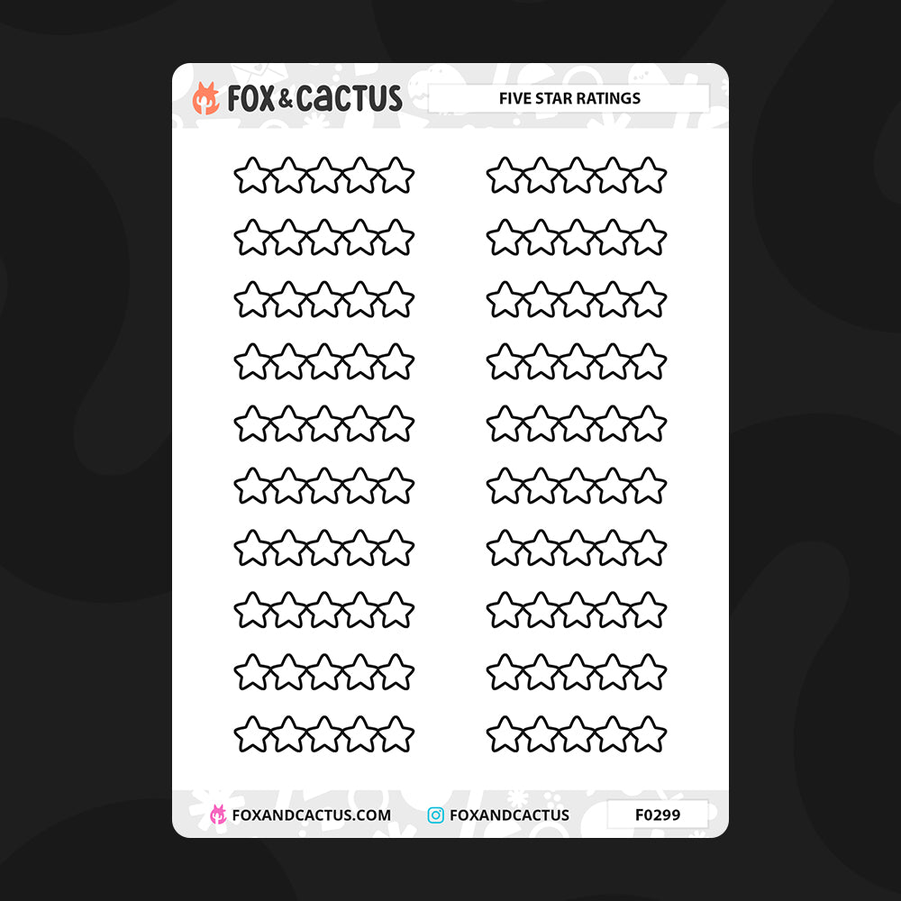 Five Star Rating Stickers – Fox and Cactus