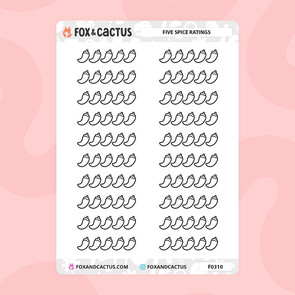 Five Spice Rating Stickers – Fox and Cactus
