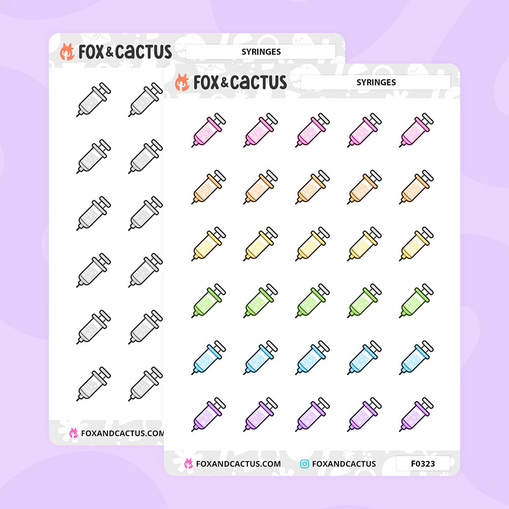 Syringe Stickers – Fox and Cactus