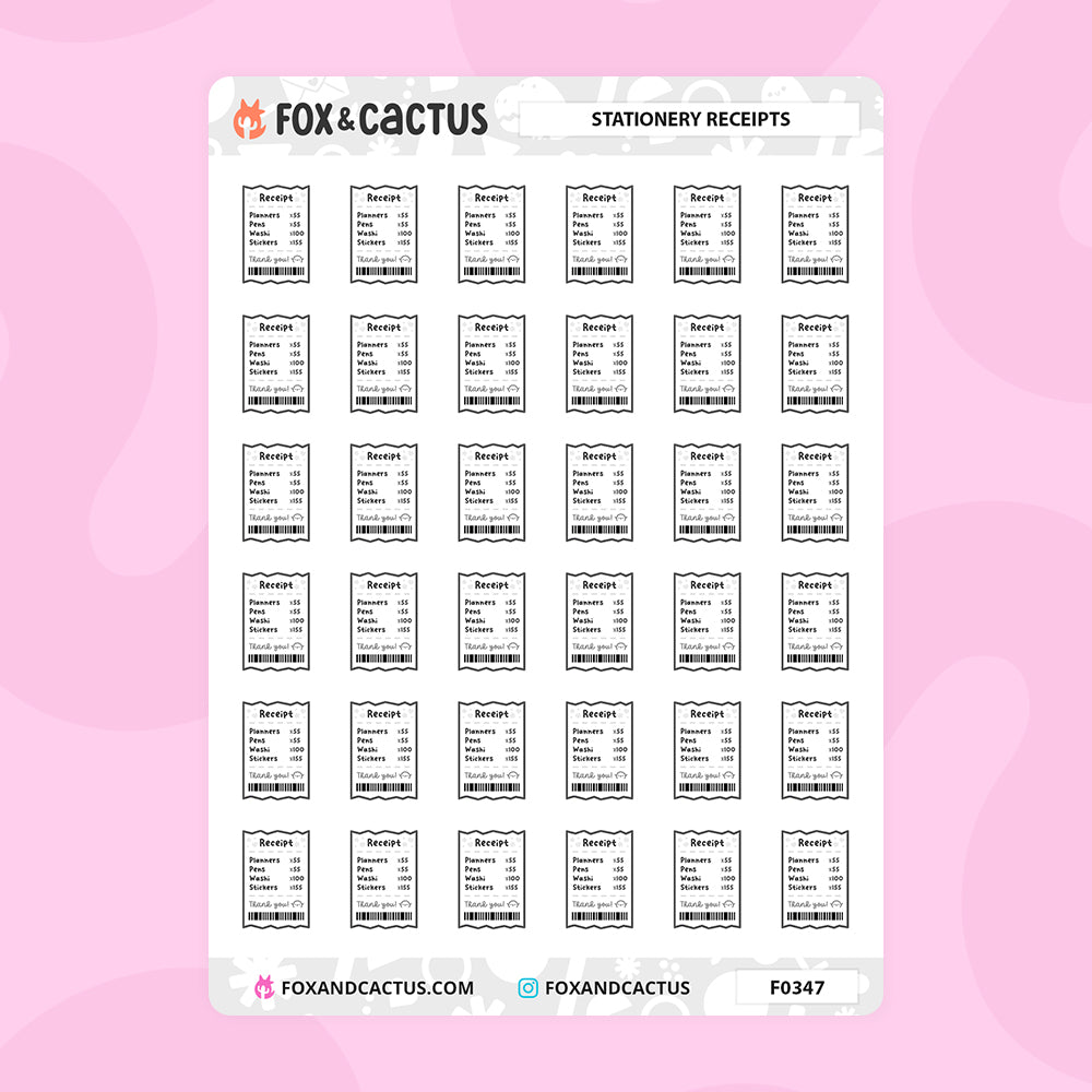 Stationery Receipt Stickers – Fox and Cactus