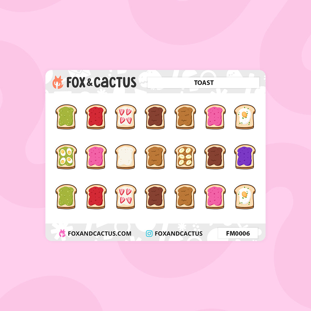 Toast (Mini Sheet) Stickers – Fox and Cactus
