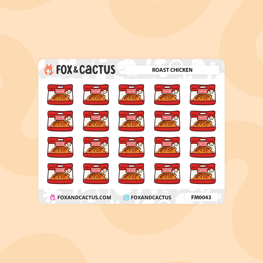 Roast Chicken (Mini Sheet) Stickers – Fox and Cactus