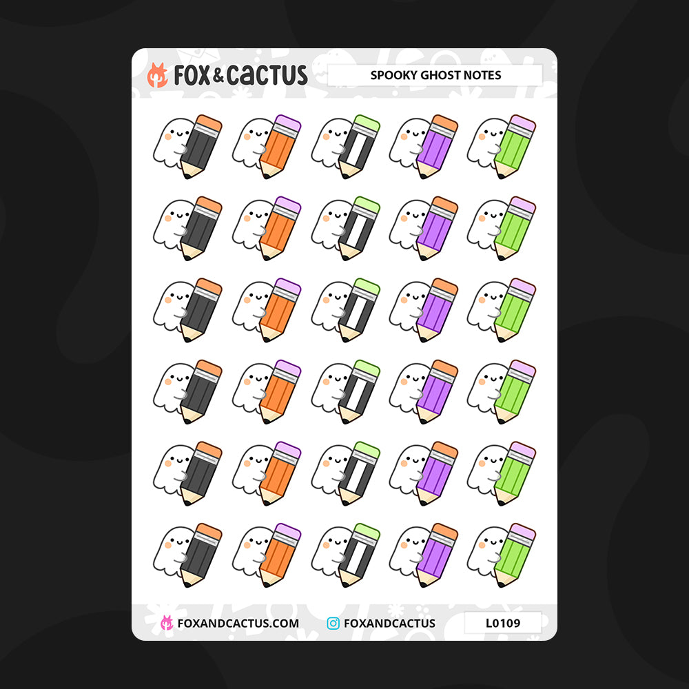 Spooky Ghost Notes Stickers – Fox and Cactus