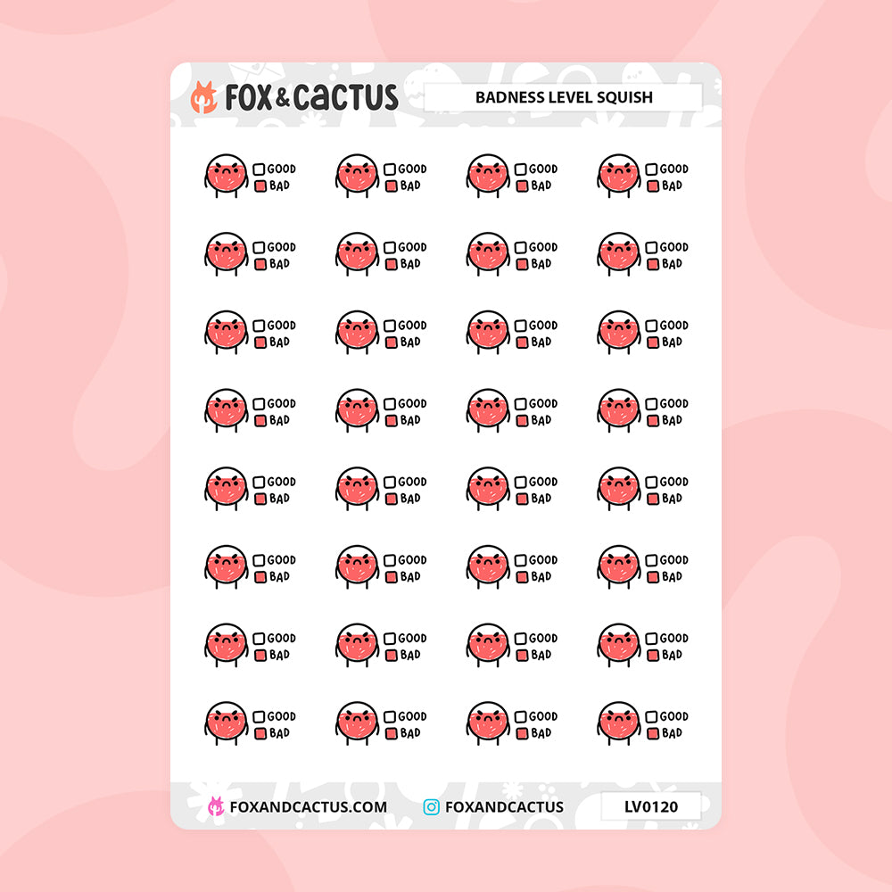 LIMITED Badness Levels Squish Stickers – Fox and Cactus
