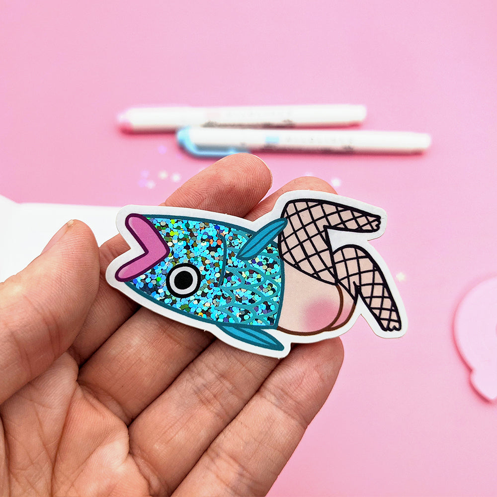 Reverse Mermaid (Fishnets) Vinyl Stickers (RETIRED) – Fox and Cactus