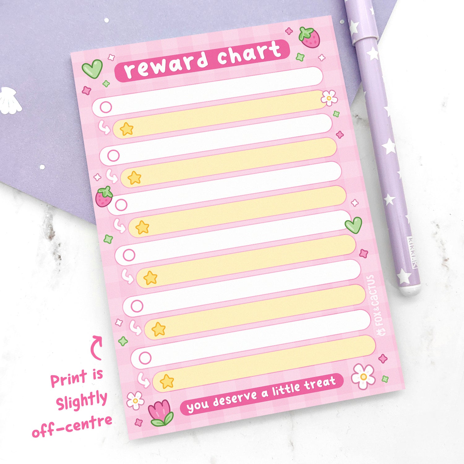 (Imperfect) Reward Chart A6 (4x6) Notepad – Fox and Cactus