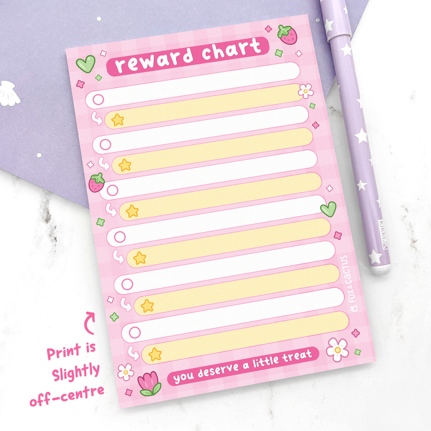 (Imperfect) Reward Chart A6 (4x6) Notepad – Fox and Cactus