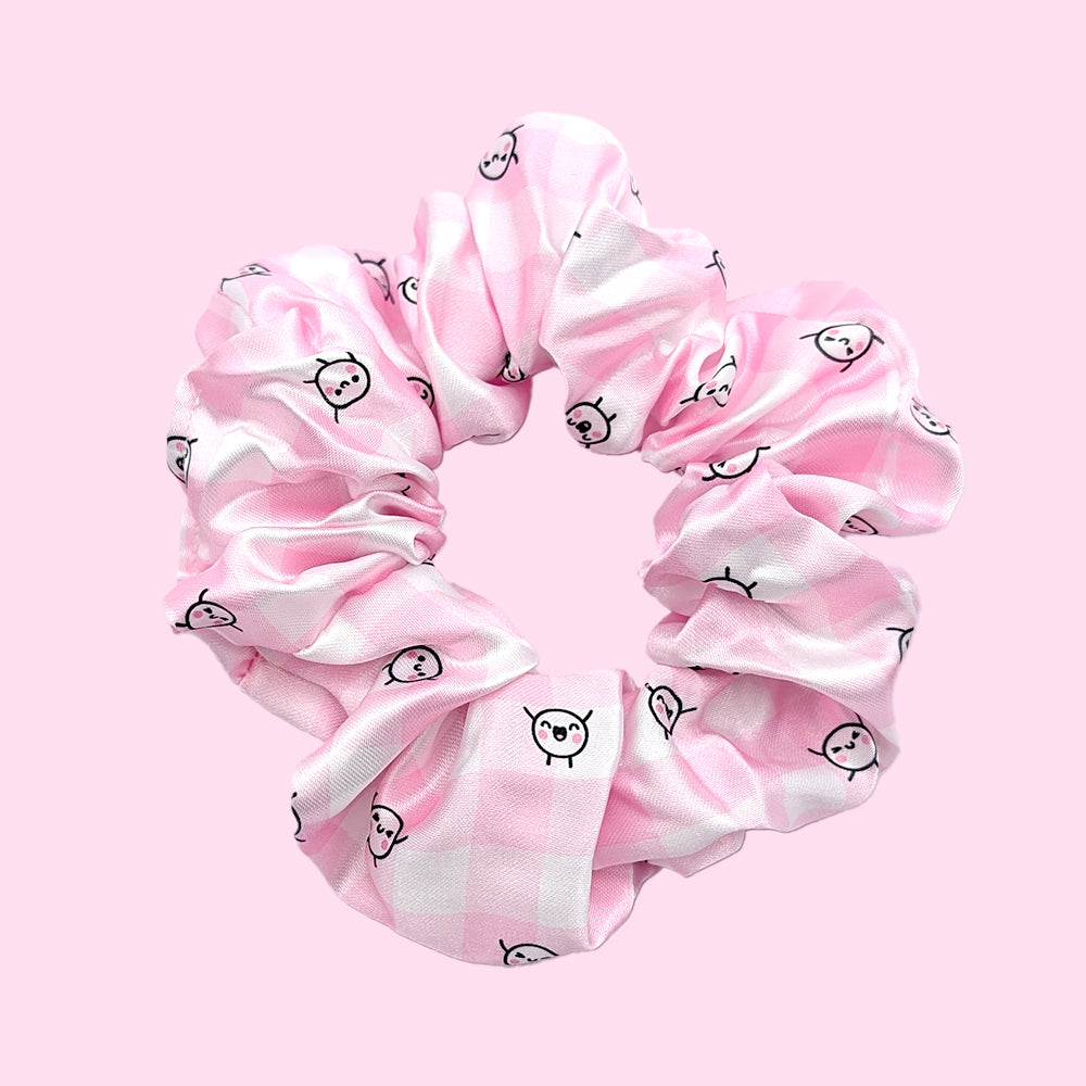 Gingham Squish (Pink) Scrunchie – Fox and Cactus