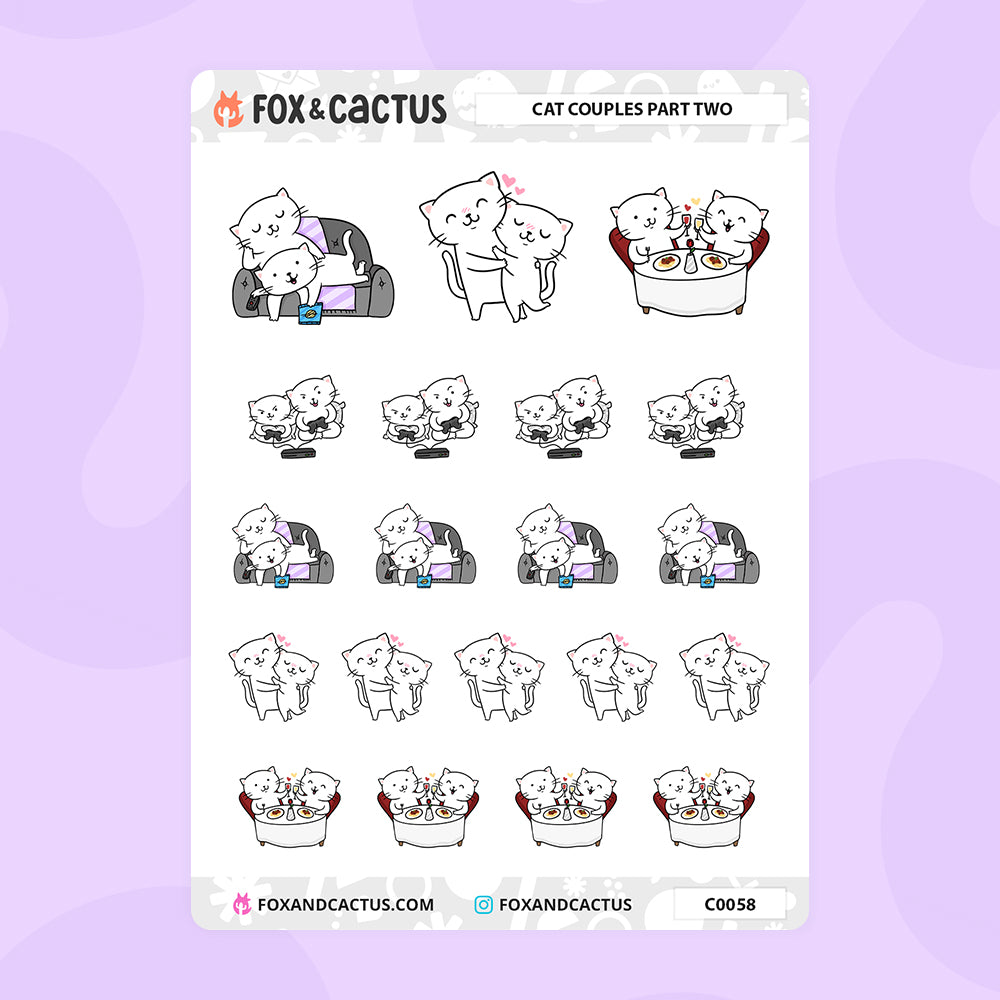 Cat Couples Part 2 Stickers – Fox and Cactus