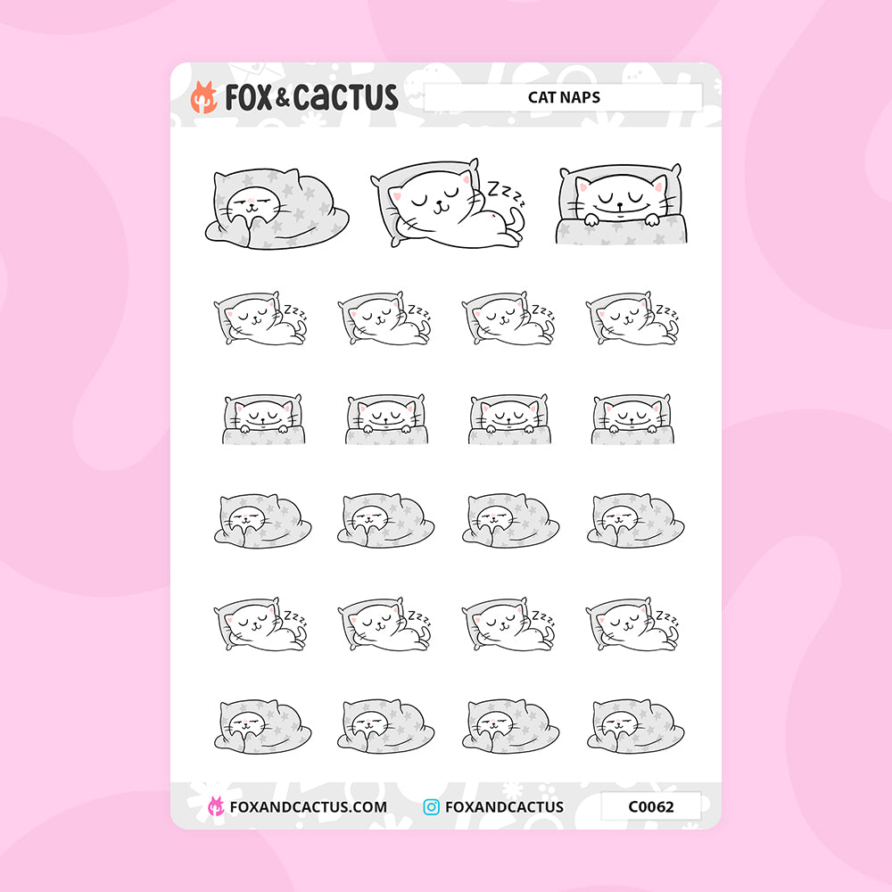 Cat Nap Stickers – Fox and Cactus