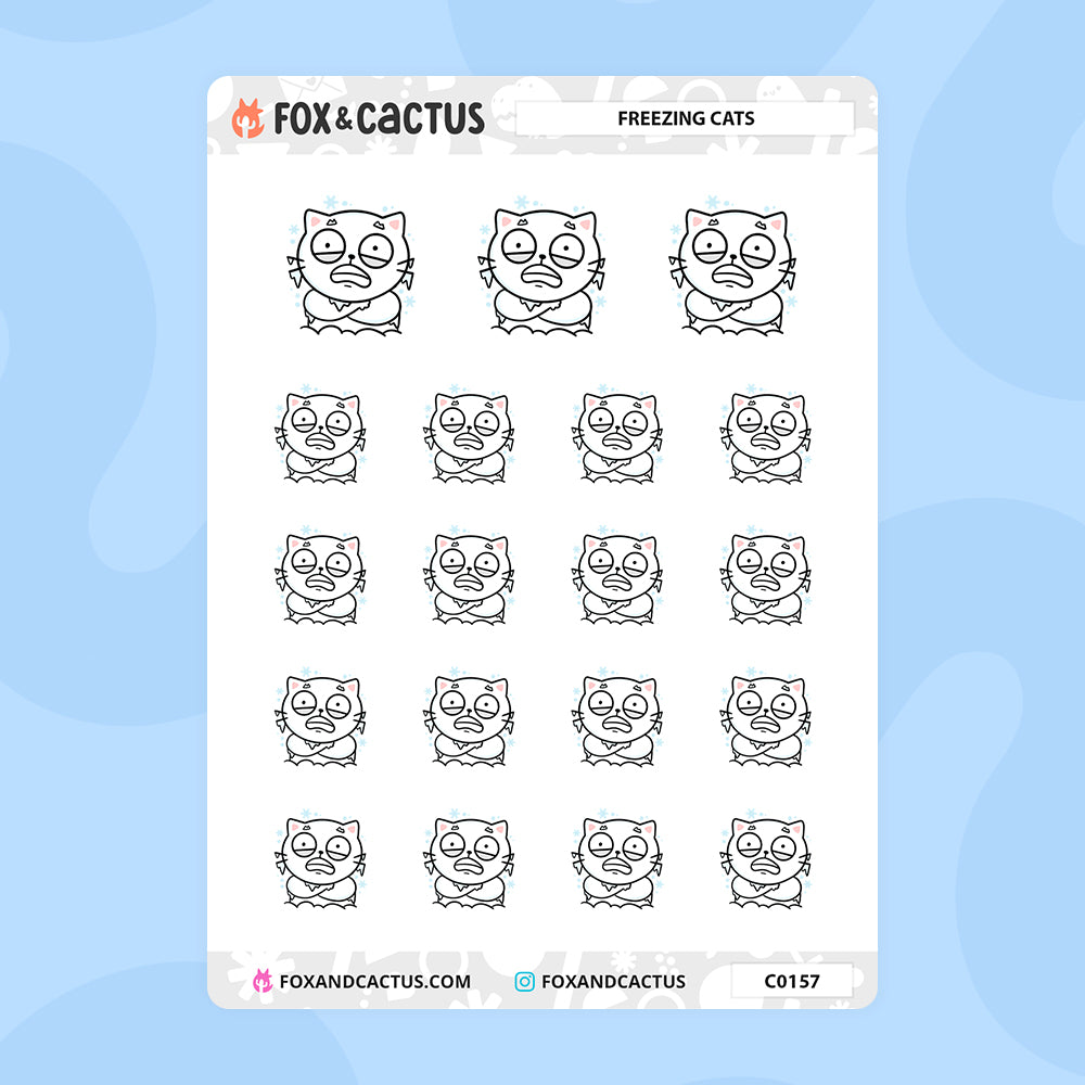 Freezing Cat Stickers – Fox and Cactus
