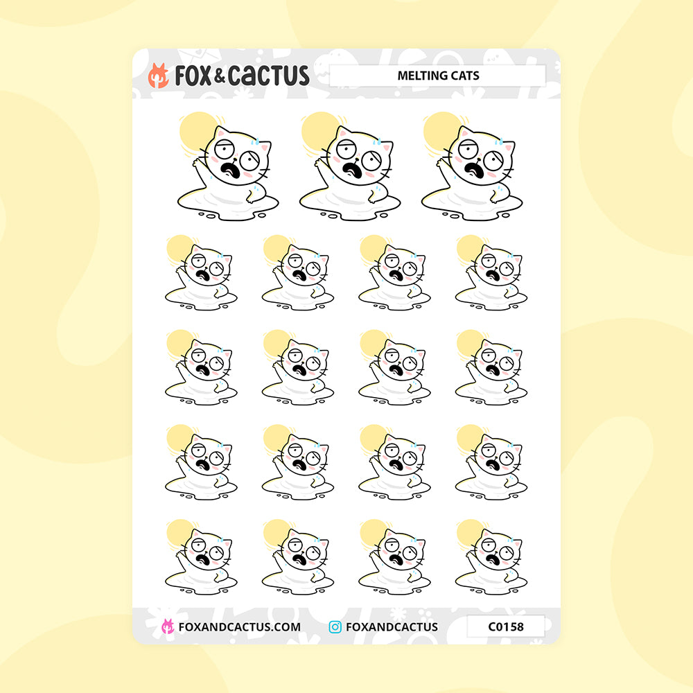 Melting Cat Stickers – Fox and Cactus