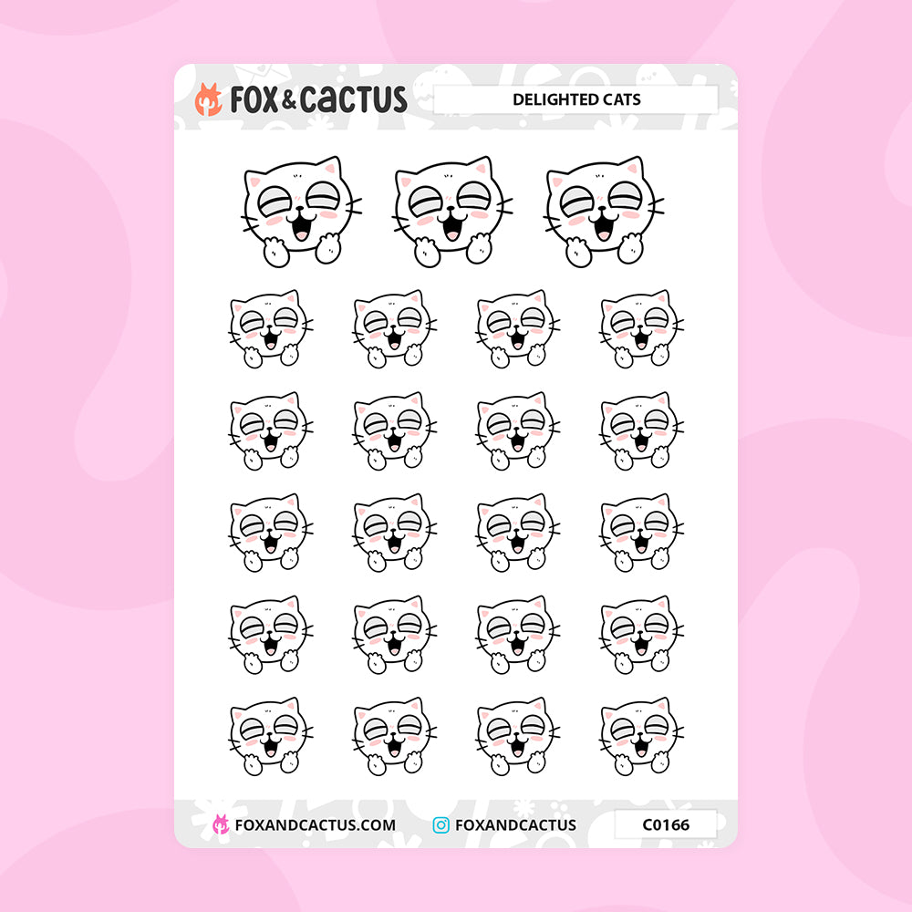 Delighted Cat Stickers – Fox and Cactus