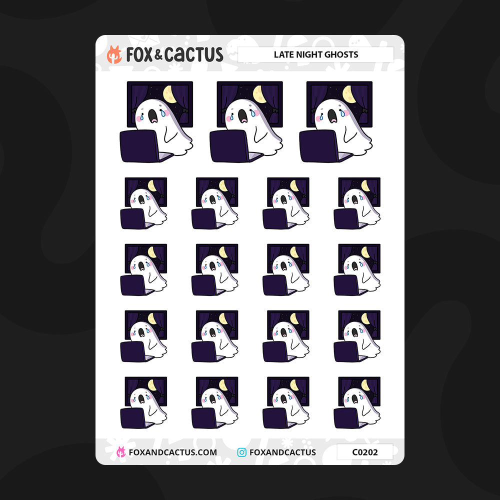 Late Night Ghost Stickers – Fox and Cactus