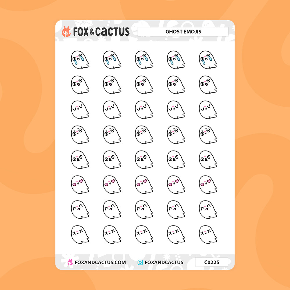 Ghost Emoji Stickers – Fox and Cactus