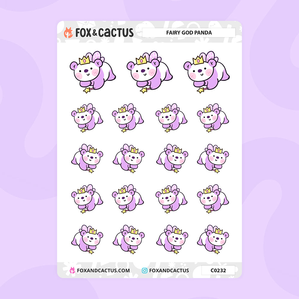 Fairy God Panda Stickers – Fox and Cactus