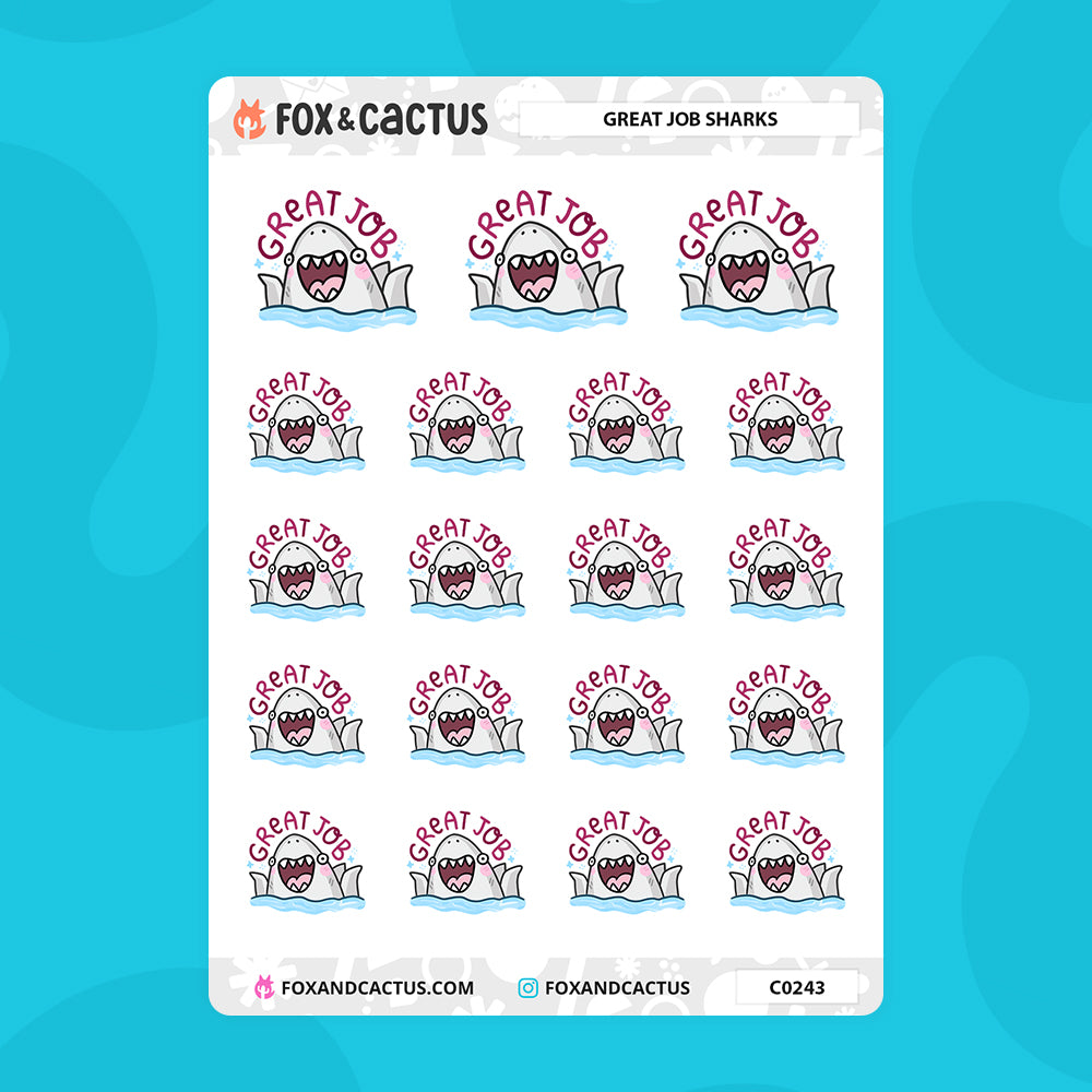 Great Job Shark Stickers – Fox and Cactus