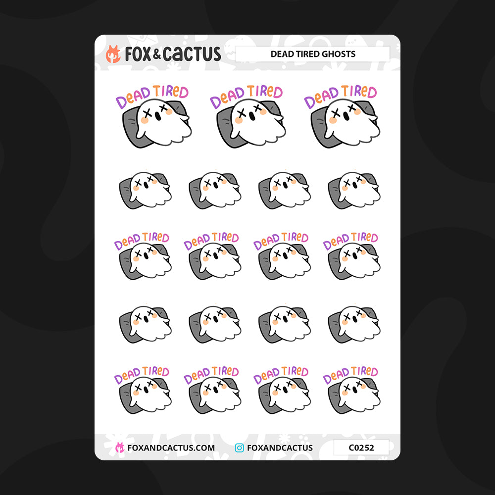 Dead Tired Ghost Stickers – Fox and Cactus