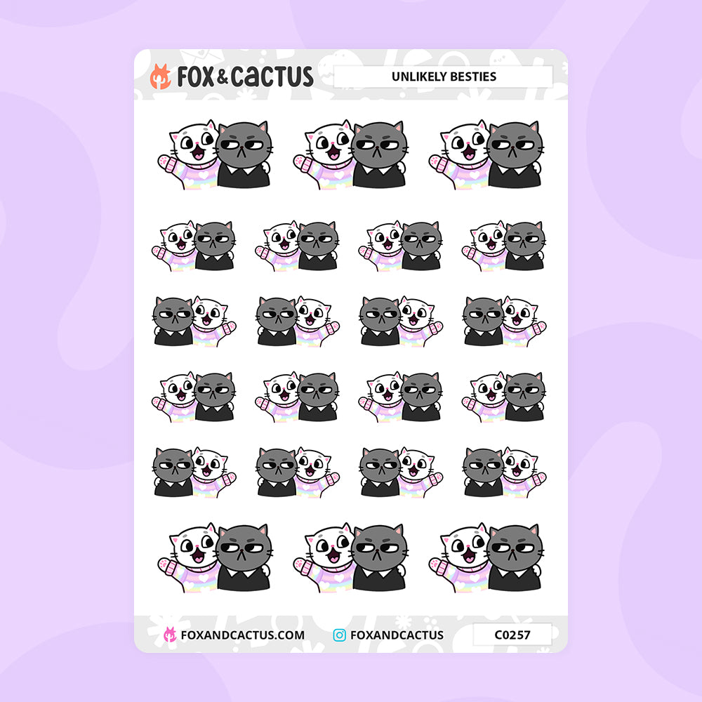 Unlikely Besties Cat Stickers – Fox and Cactus