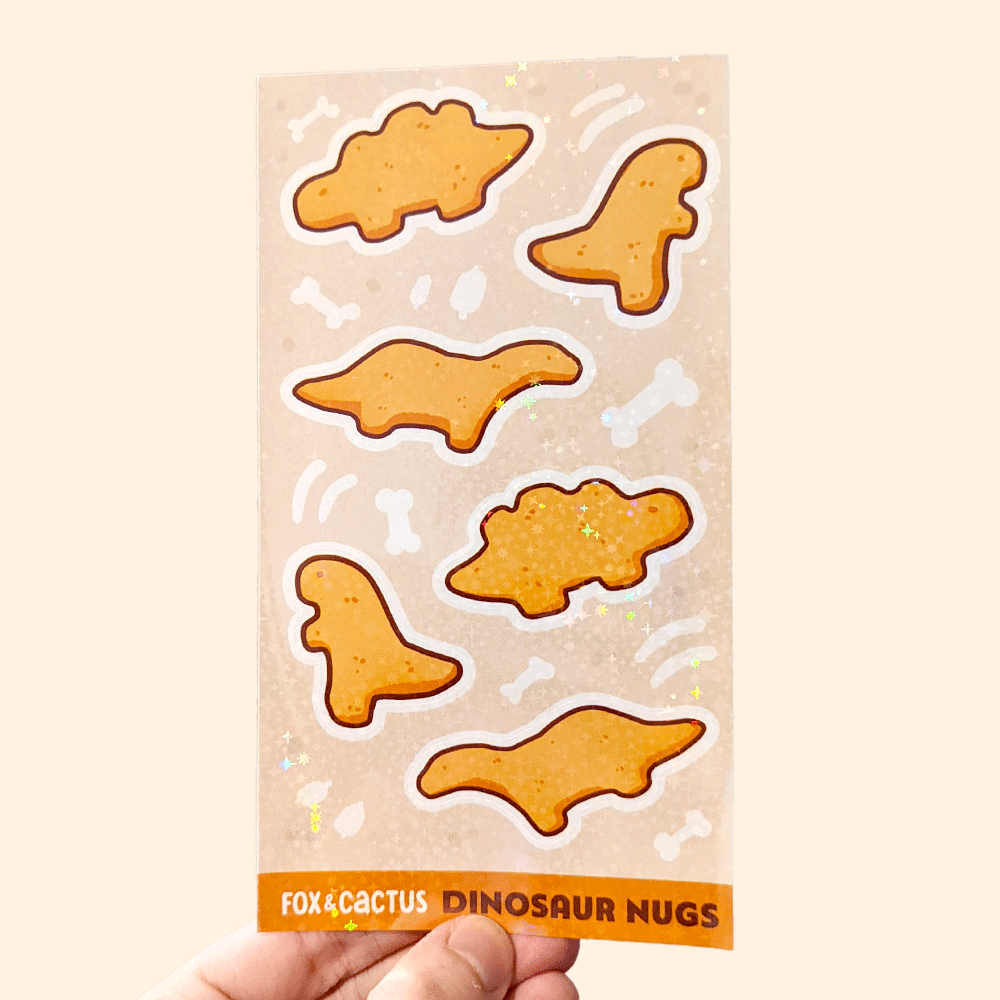 Dino Nuggets Vinyl Sticker Sheet – Fox and Cactus