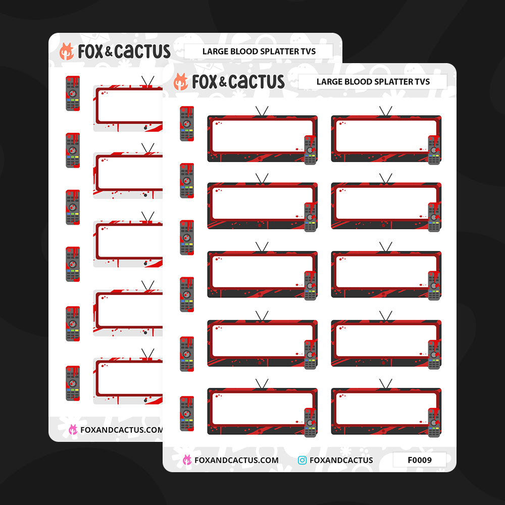 Large Blood Splatter TV Stickers – Fox and Cactus