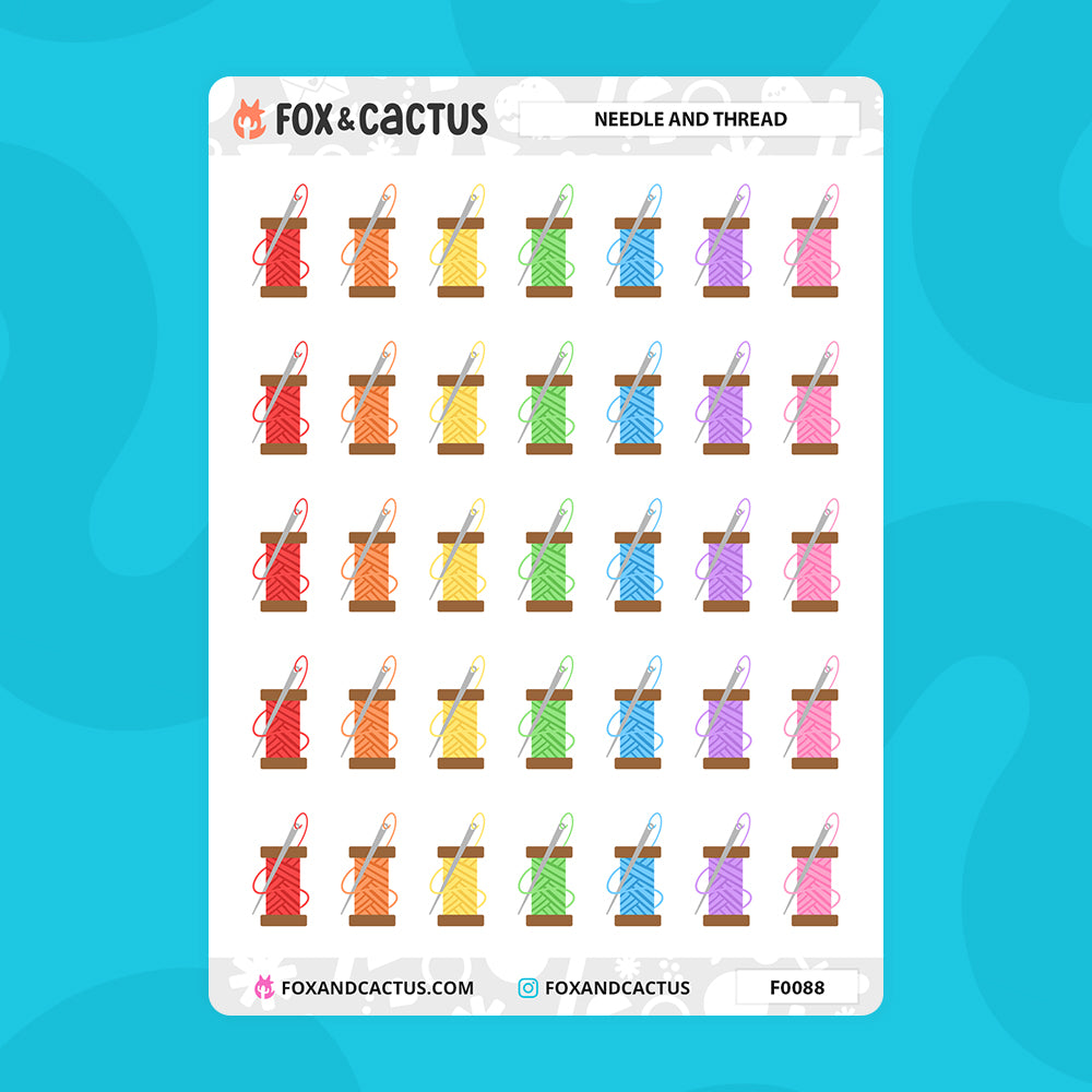 Needle and Thread Stickers – Fox and Cactus