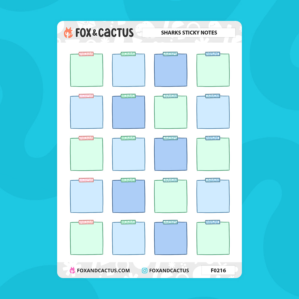 Shark Week Sticky Note Stickers – Fox and Cactus