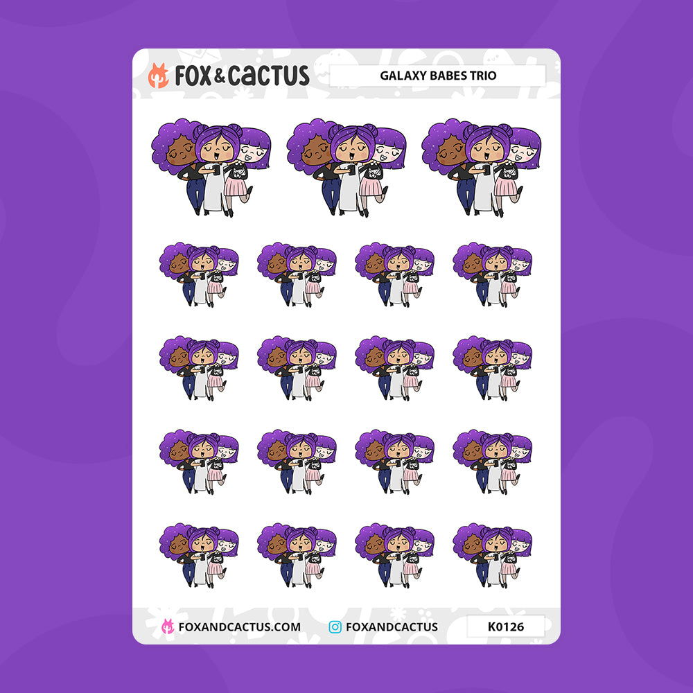 Galaxy Babes Trio Stickers – Fox and Cactus