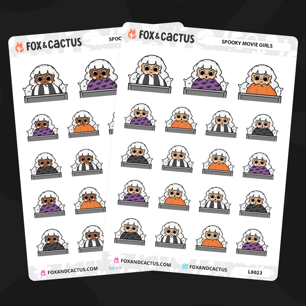 Spooky Movie/TV Kawaii Girl Stickers – Fox and Cactus