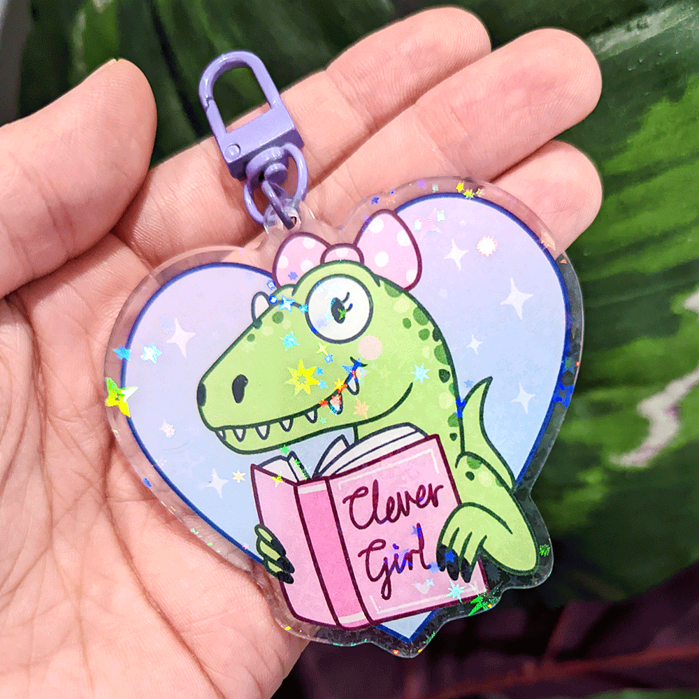 Clever Girl Sparkle Keychain – Fox and Cactus