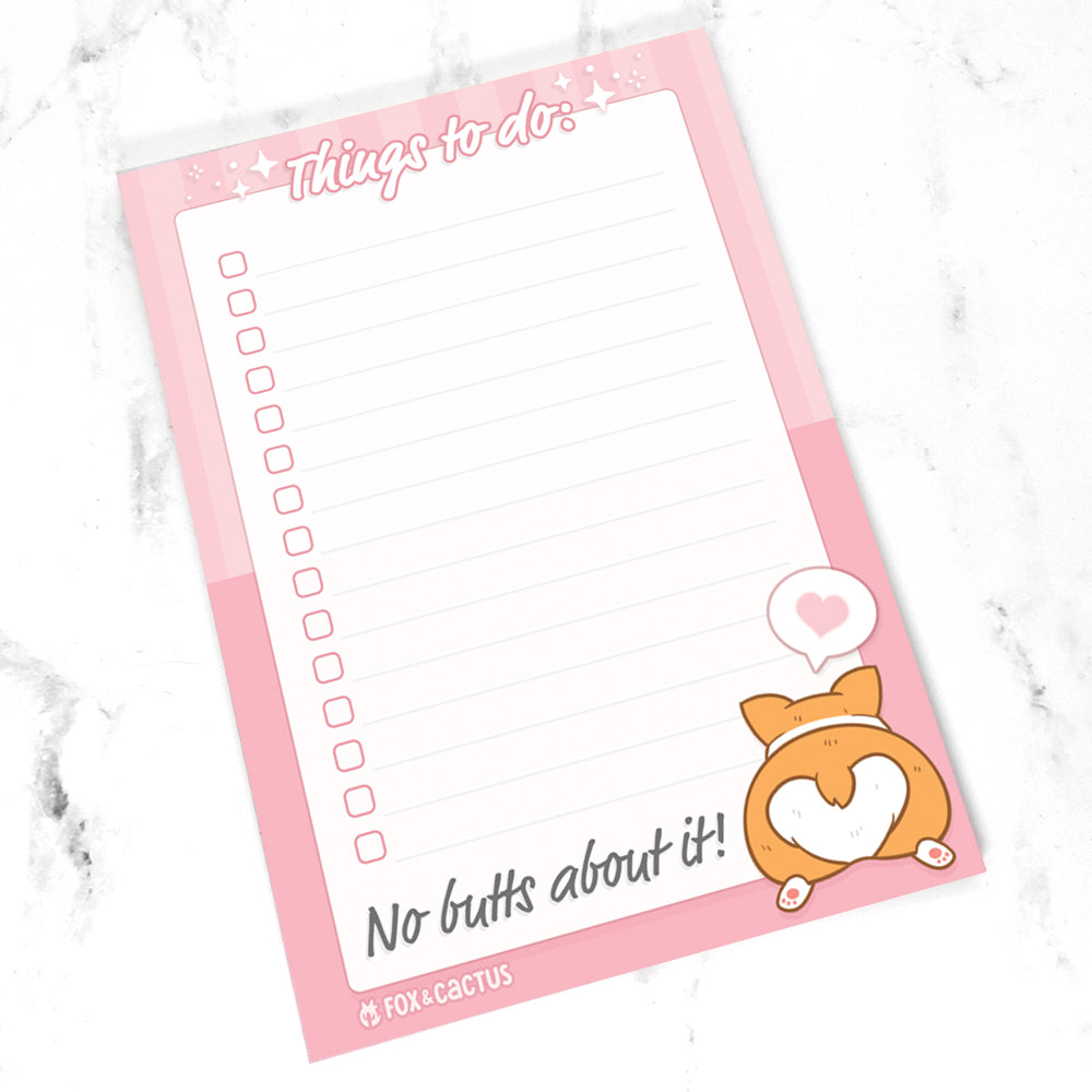 No Butts About It A6 (4x6) Notepad – Fox and Cactus