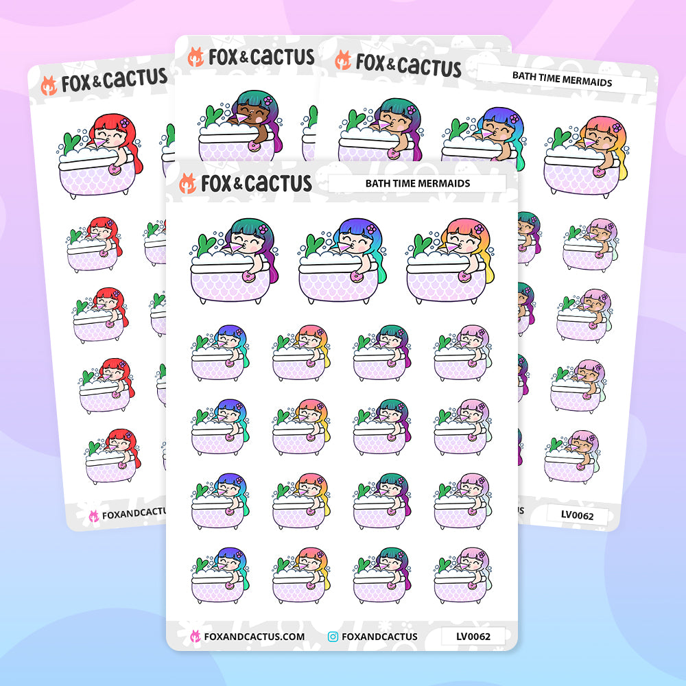 LIMITED Bath Time Mermaid Stickers (PREORDER) – Fox and Cactus